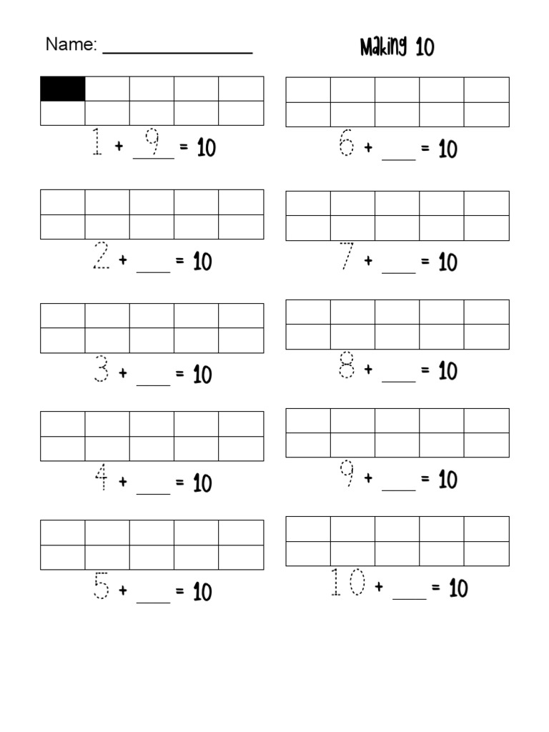 Fill in the Blanks to Make 10 | PDF | Teaching Methods & Materials