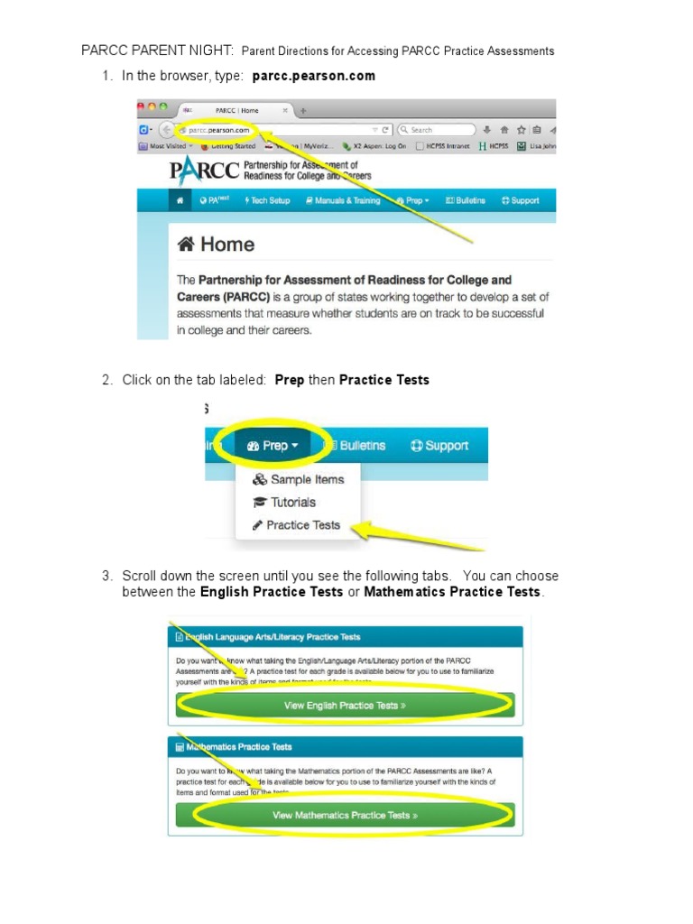 PARCC Practice Test Access Guide | PDF