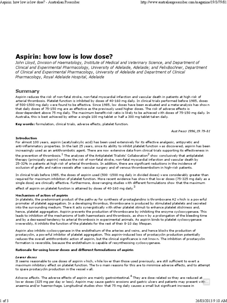 Australian Prescriber | PDF | Aspirin | Platelet