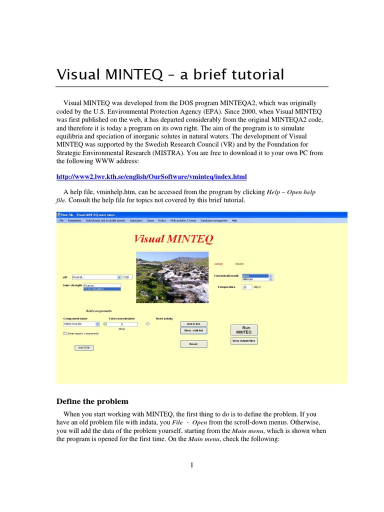 Visual MINTEQ - Tutorial PDF | PDF | Chemical Equilibrium | Phase (Matter)