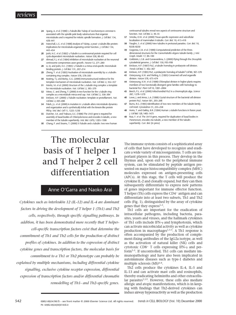 The Molecular Basis of T Helper 1 and T Helper 2 Cell Differentiation ...