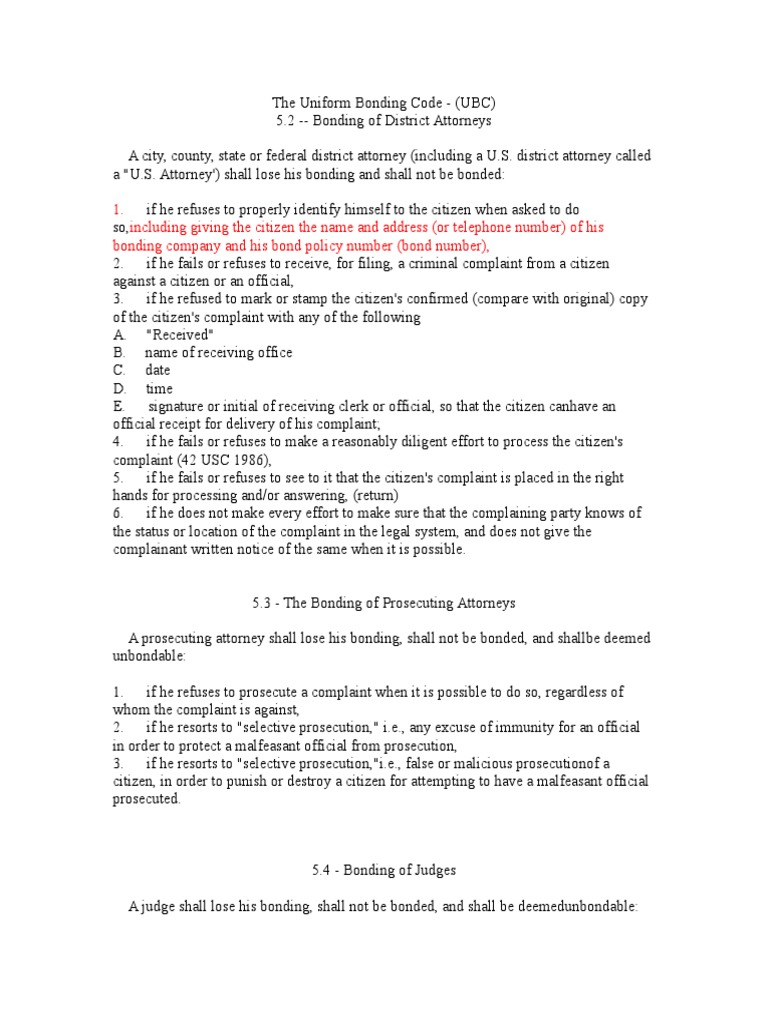 The Uniform Bonding Code | PDF | Complaint | Prosecutor