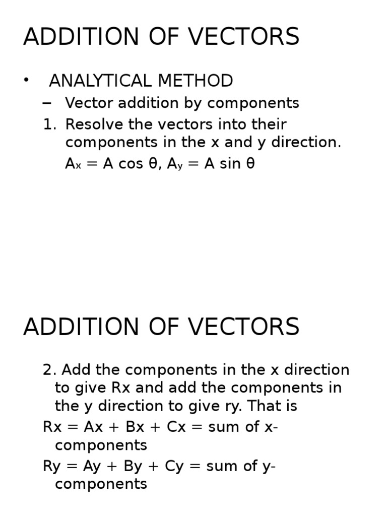 Adding Vectors Component Method