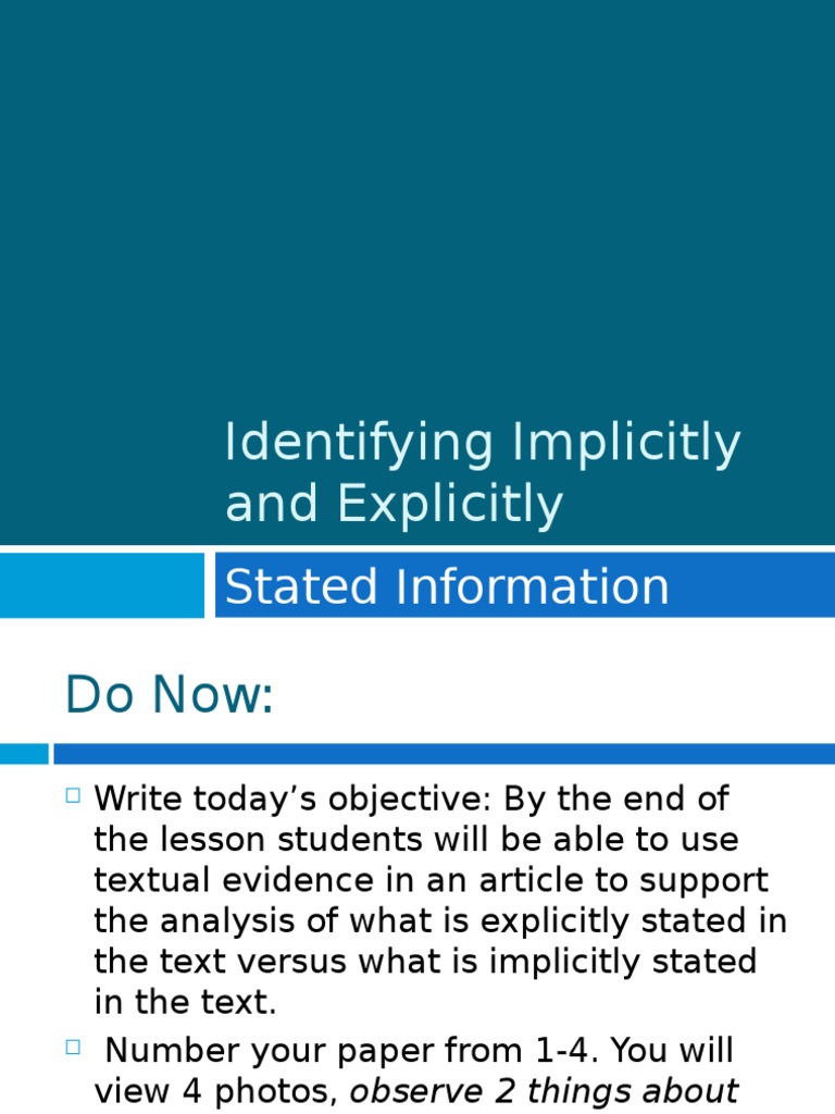 Identifying Implicitly and Explicitly: Stated Information | PDF ...