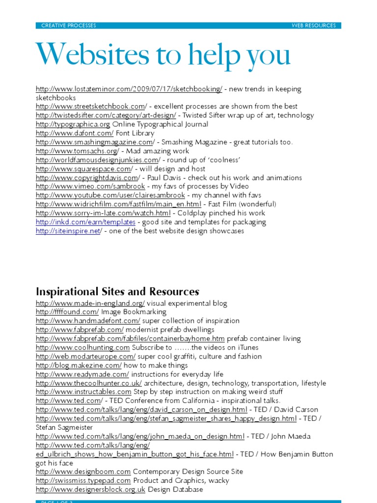 Creative Design & Art Resource Links | PDF | Graphics | Design