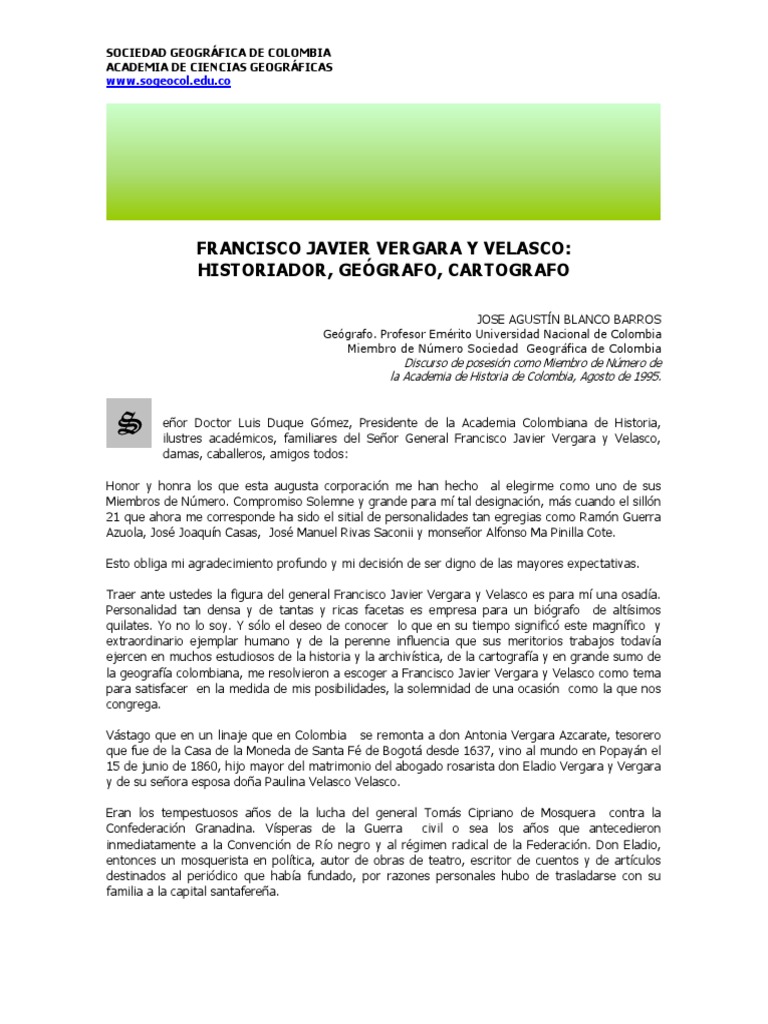Fransisco Javier Vergara y Velasco | PDF | Mapa | Colombia