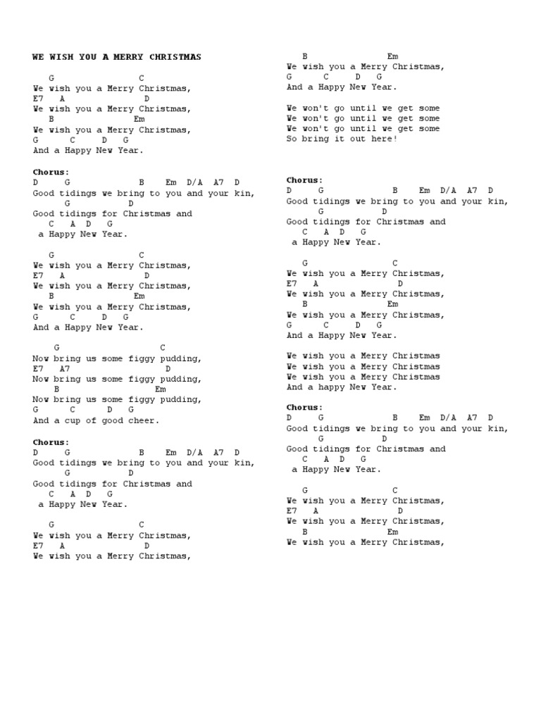 We Wish You a Merry Christmas Lyrics | PDF | Cooking, Food & Wine ...