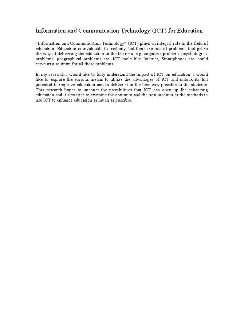 Enhancing Education with ICT Solutions | PDF | Social Science | Computers