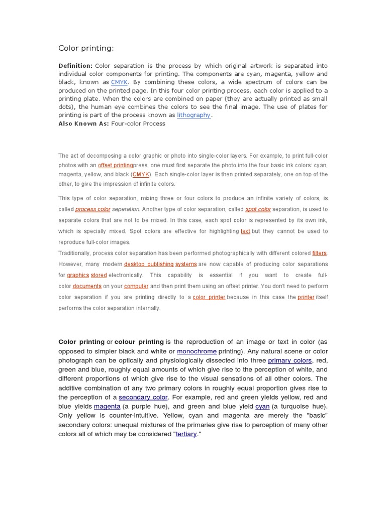 Color Printing - Color Separation | PDF | Artistic Techniques | Color