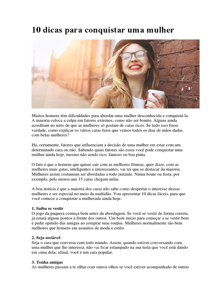 10 Dicas Para Conquistar Uma Mulher Pdf Roupas Linguagem Corporal