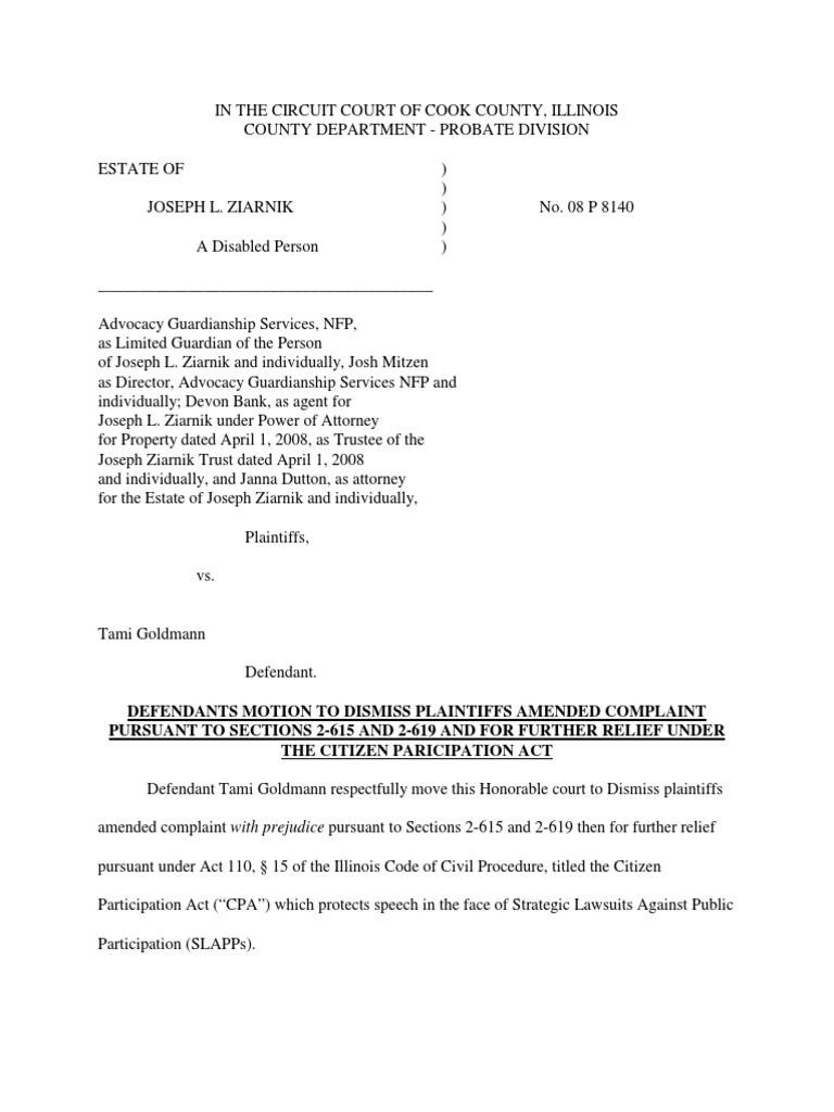 Motion To Dismiss Defamation On Anti Slapp | PDF | Defamation | Lawsuit