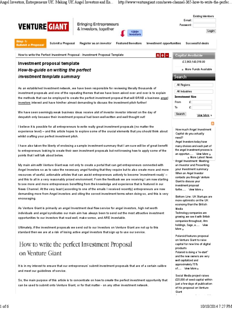 Investment Proposal Template | Angel Investor | Tech Start Ups | Free ...