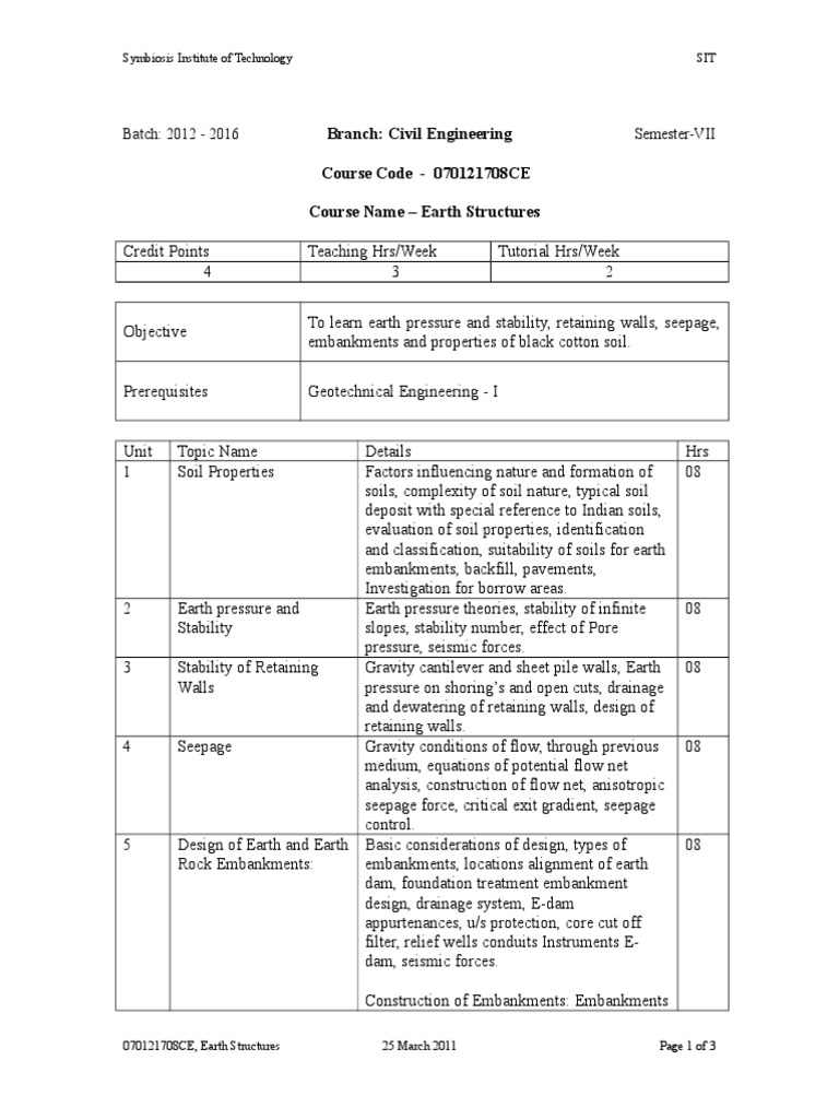 Earth Structures Course Overview | PDF | Geotechnical Engineering ...