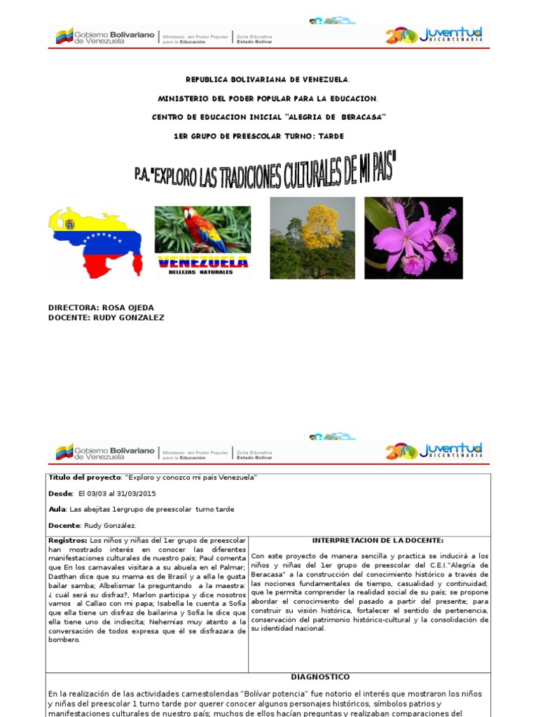 Proyecto Exploro Las Tradiciones Culturales de Mi Pais | PDF | Jardín ...