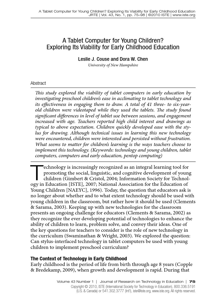 A Tablet Computer For Young Children? Exploring Its Viability For Early ...