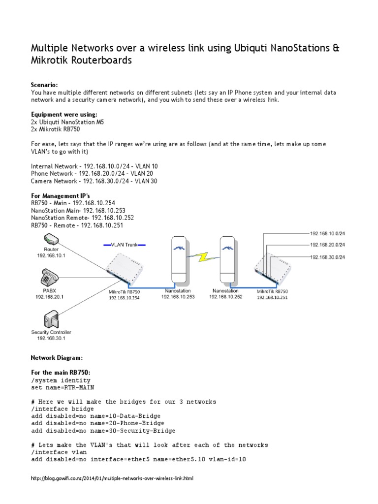 Multiple Networks Over A Wireless Link Using Ubiquti NanoStations ...