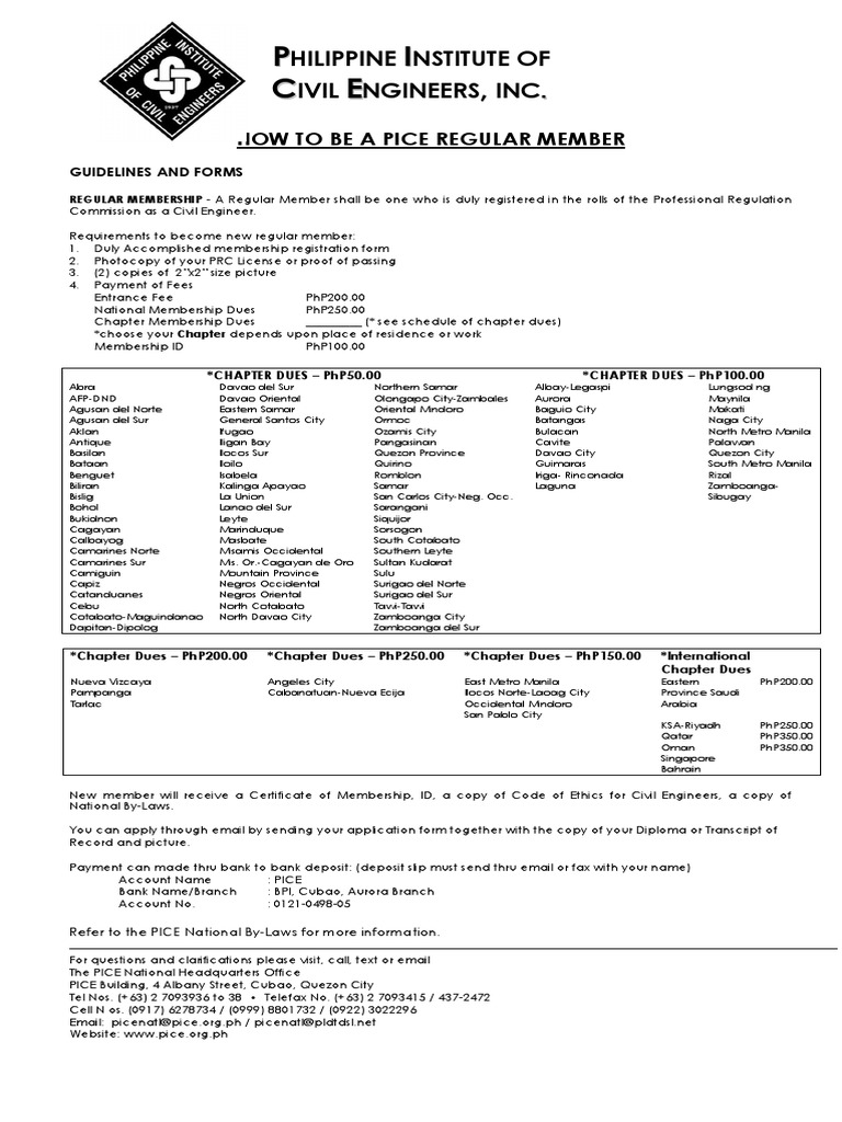 PICE Guidelines For Regular Member | PDF | Philippines | Business