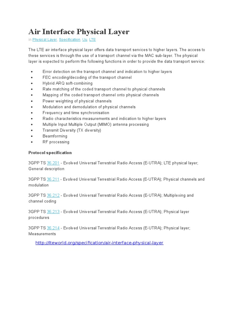 LTE Air Interface Physical Layer Overview | PDF