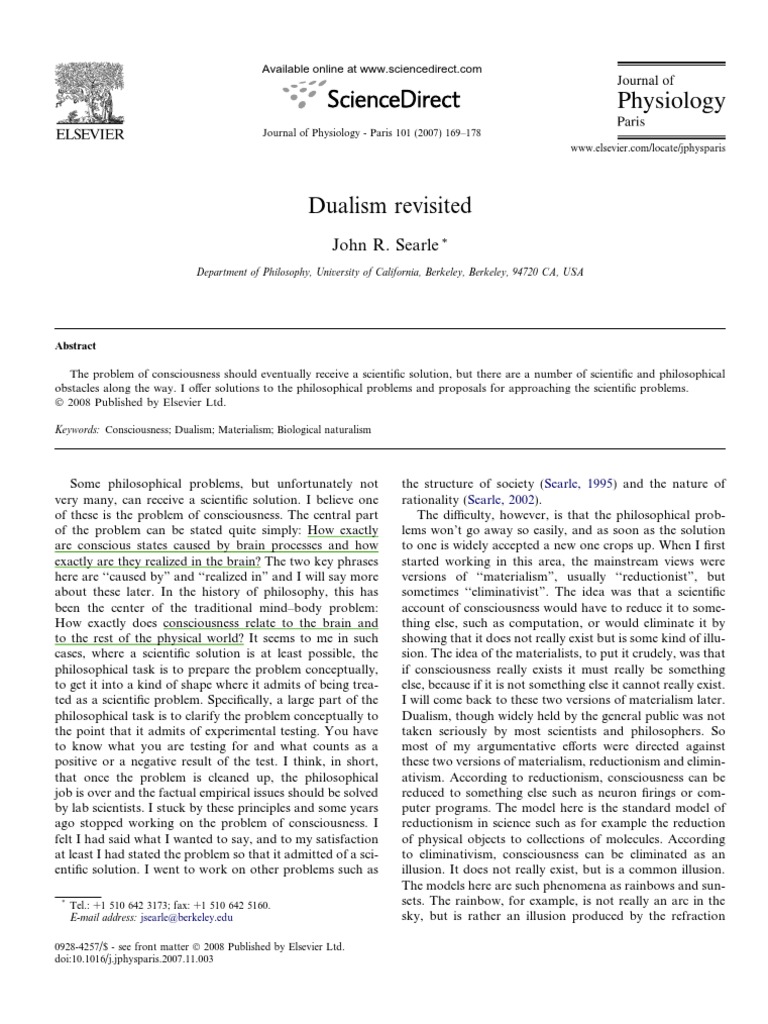 Understanding Consciousness and Dualism | PDF