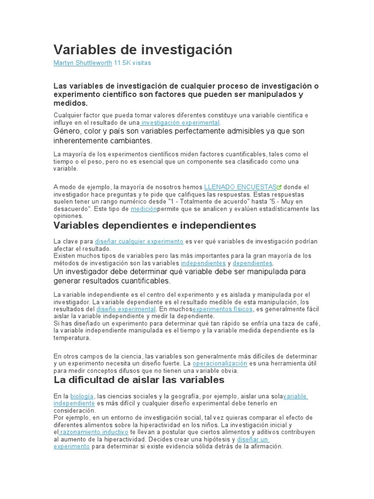 Variables de Investigación | Teoría | Ciencia