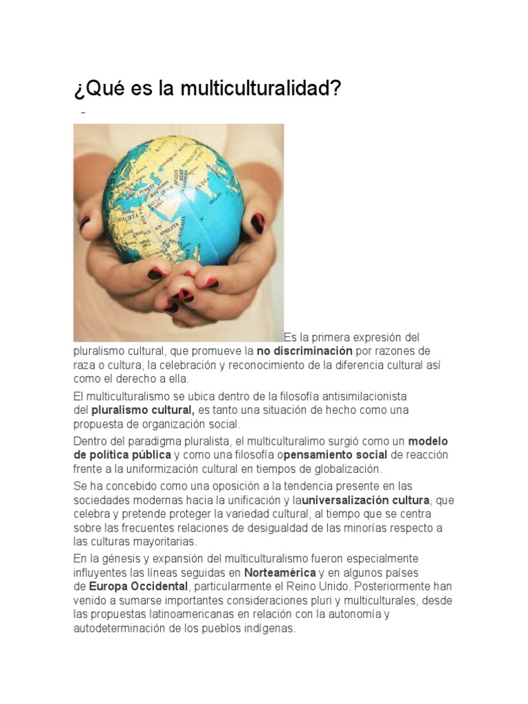 Qué Es La Multiculturalidad | PDF | Multiculturalismo | Interculturalidad