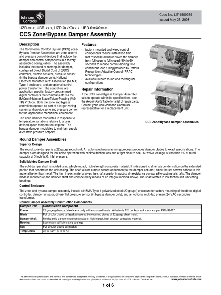 Bypass - Damper Johnson Control | PDF | Sheet Metal | Bearing (Mechanical)