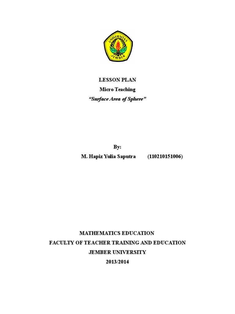 Lesson Plan Surface Area of Sphere | PDF | Surface Area | Sphere