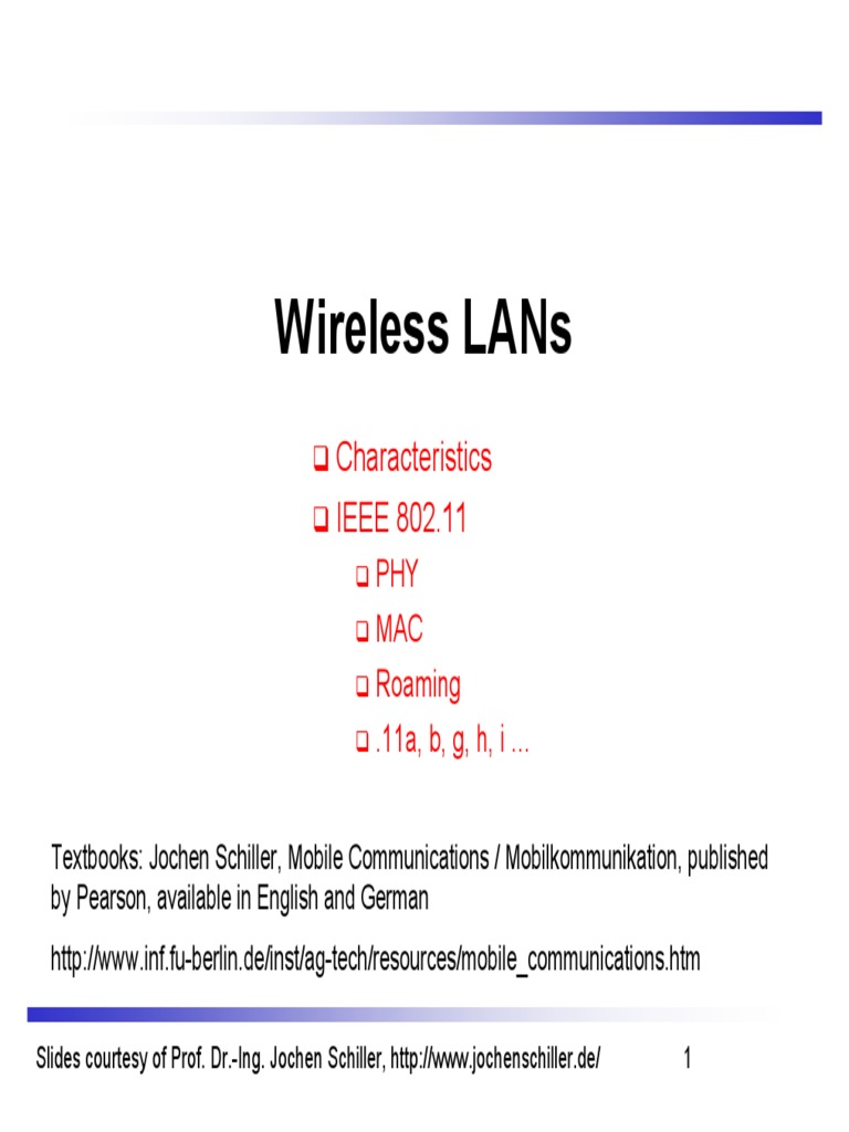 Wireless Lans: Characteristics Ieee 802.11 | PDF | Wireless Lan | Ieee ...