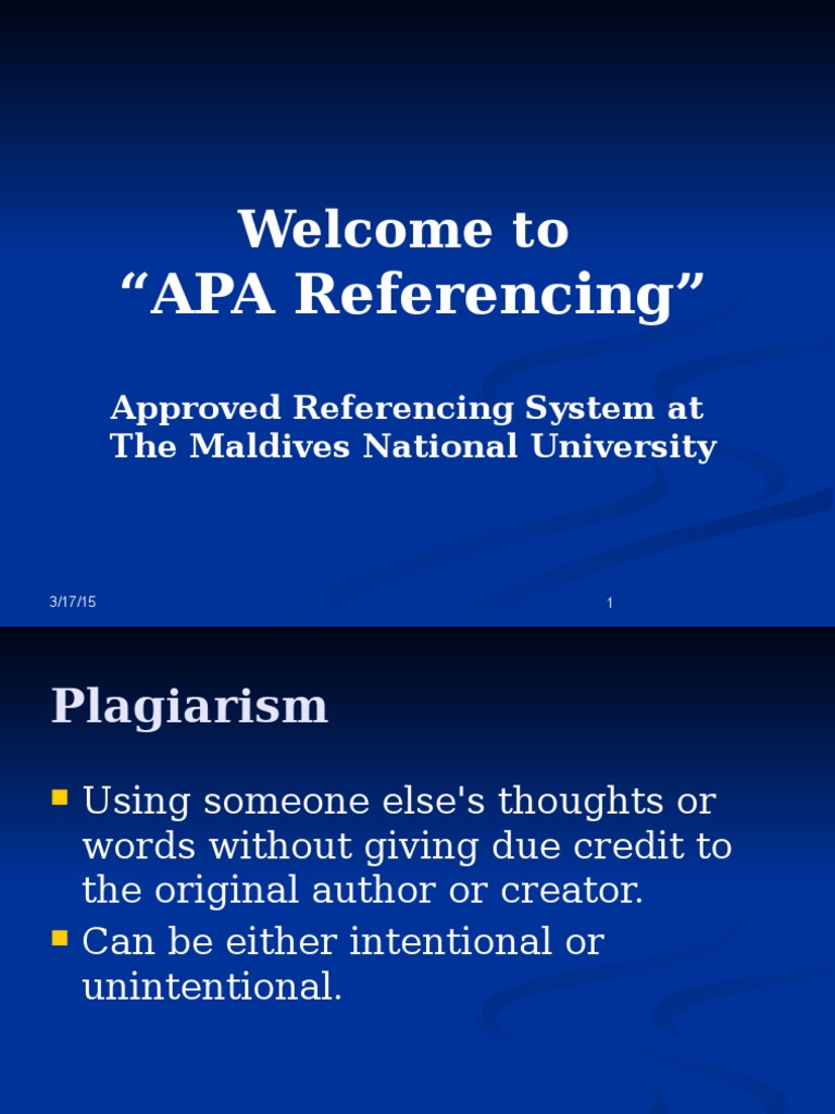 Welcome To: "APA Referencing" | PDF | Citation | Ellipsis