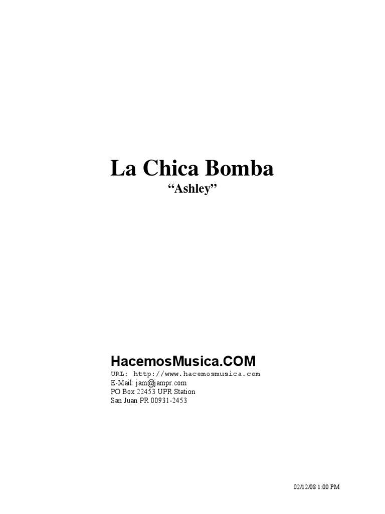 Ashley - La Chica Bomba - Piano & Bass | PDF | Money | Leisure