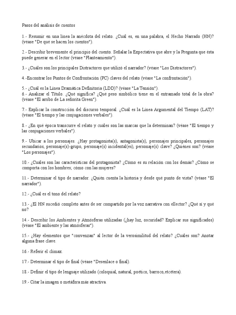 Guia para El Analisis de Cuentos | PDF