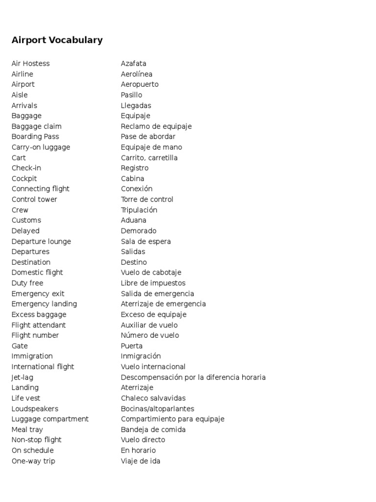 Essential Airport Vocabulary Guide | PDF | Flight Attendant | Airport