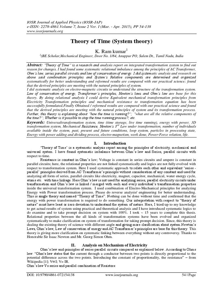 Theory of Time (System Theory) | PDF | Series And Parallel Circuits ...