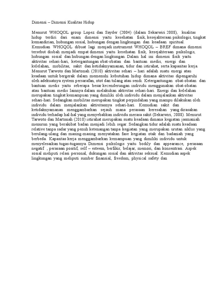 Kualitas HIDUP | PDF | Sains & Matematika