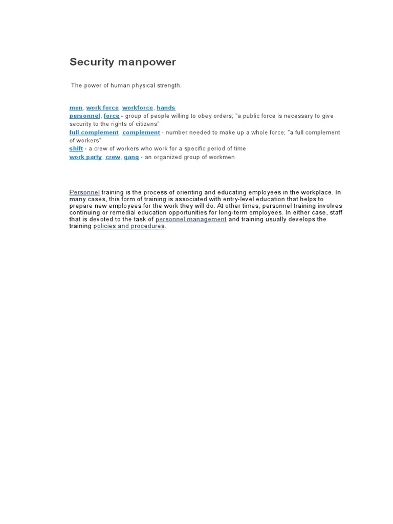 Security Manpower: The Power of Human Physical Strength | PDF | Career ...