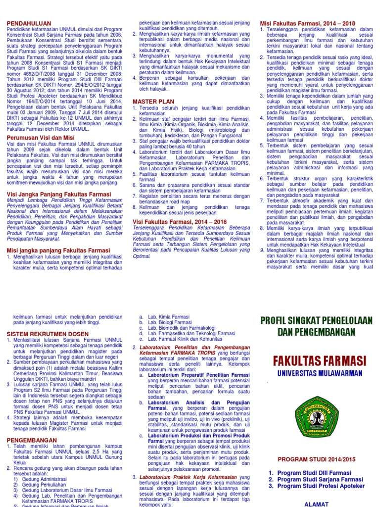 Brosur Fakultas Farmasi Universitas Mulawarman | PDF