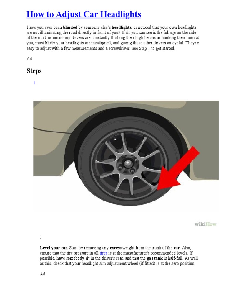 How to Adjust Car Headlights Properly | PDF | Headlamp | Automobiles
