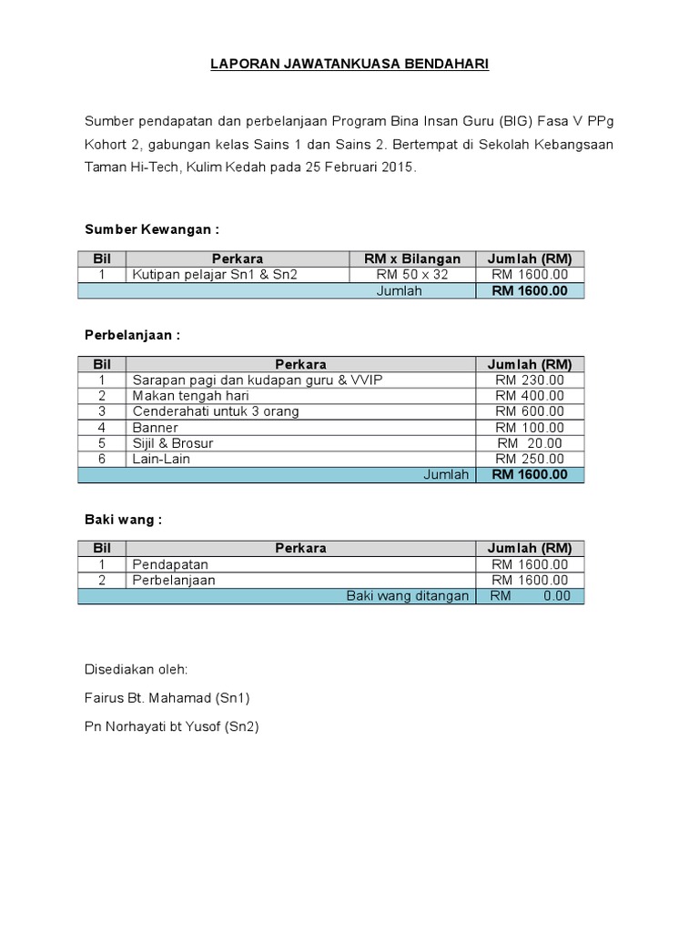 Laporan Jawatankuasa Bendahari | PDF