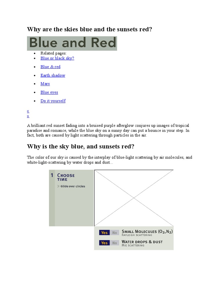 Why Are The Skies Blue and The Sunsets Red | PDF | Sunset | Scattering