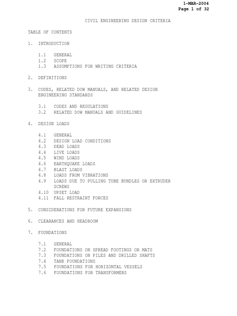 Civil Engineering Design Criteria | PDF | Structural Load | Beam ...