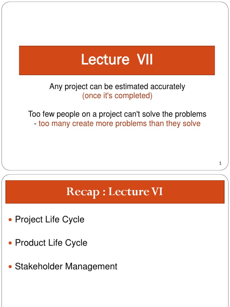 Fundamentals of PM Lecture VII & VIII | PDF | Project Management ...
