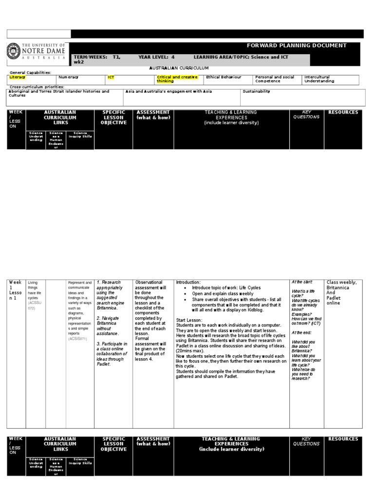 Science Forward Planning Document | PDF | Educational Technology ...