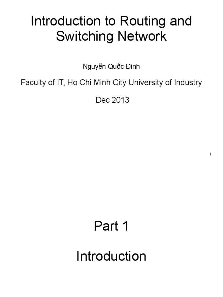 Introduction To Routing and Switching Network: Faculty of IT, Ho Chi ...