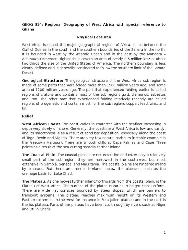 Physical Features For Students - West Africa | PDF | Climate | Savanna