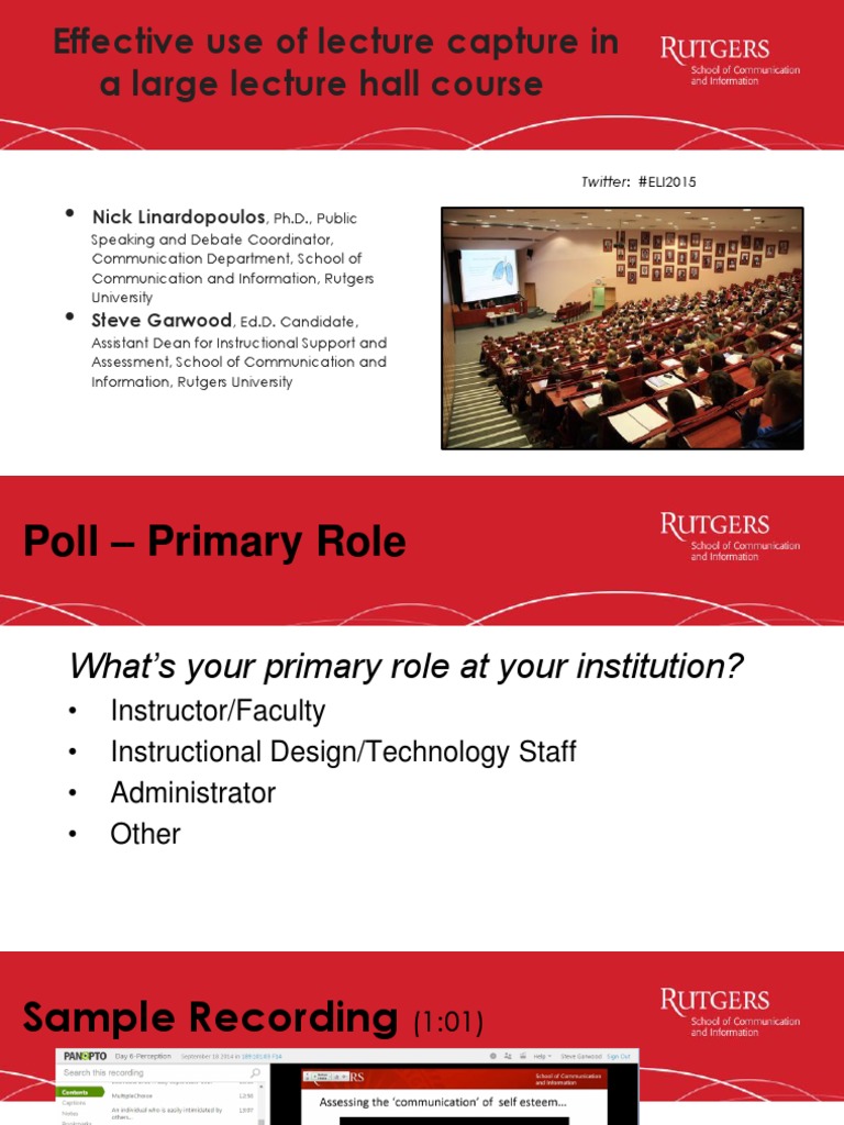 Effective Use of Lecture Capture: Lessons From A Large Lecture Hall ...