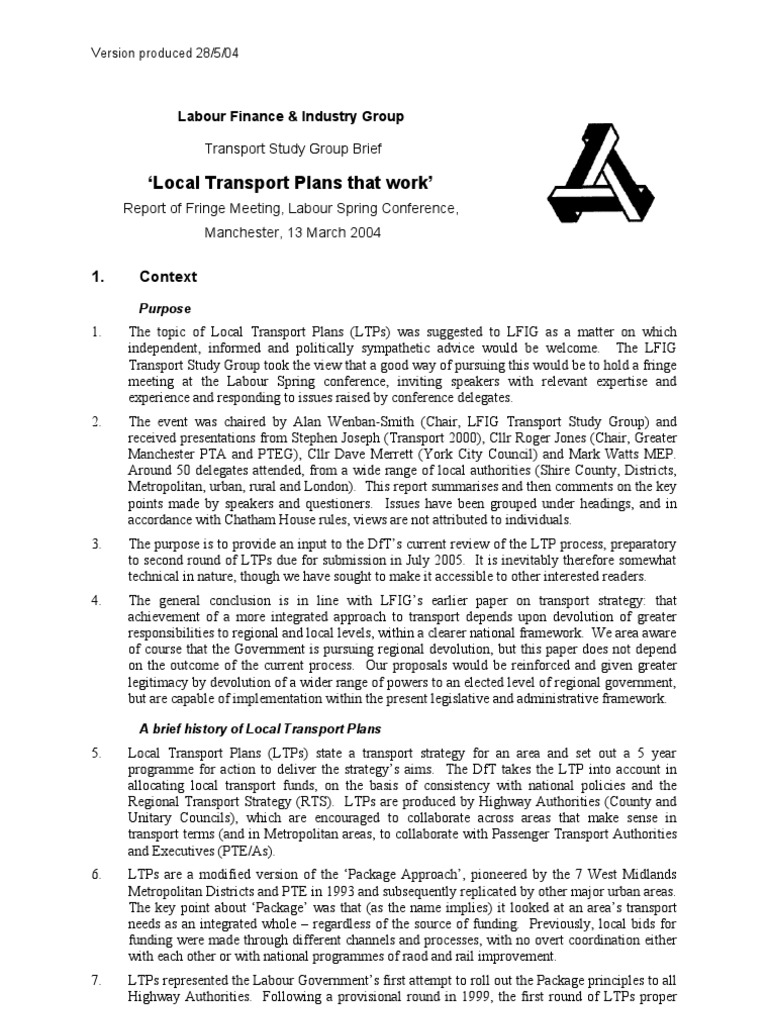 Local Transport Plans | Download Free PDF | Government | Business