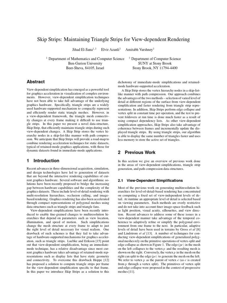 Skip Strips: Maintaining Triangle Strips For View-Dependent Rendering | PDF | Rendering ...