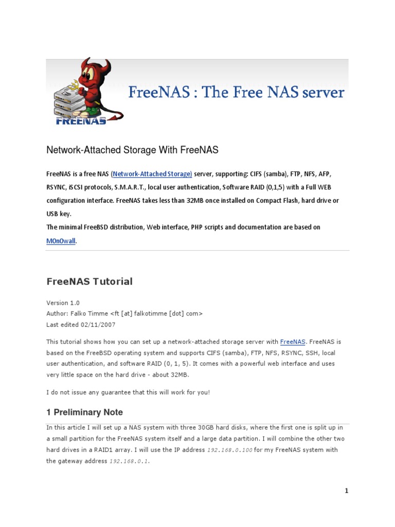FreeNAS NAS Setup Guide | PDF | File Transfer Protocol | Computer Data
