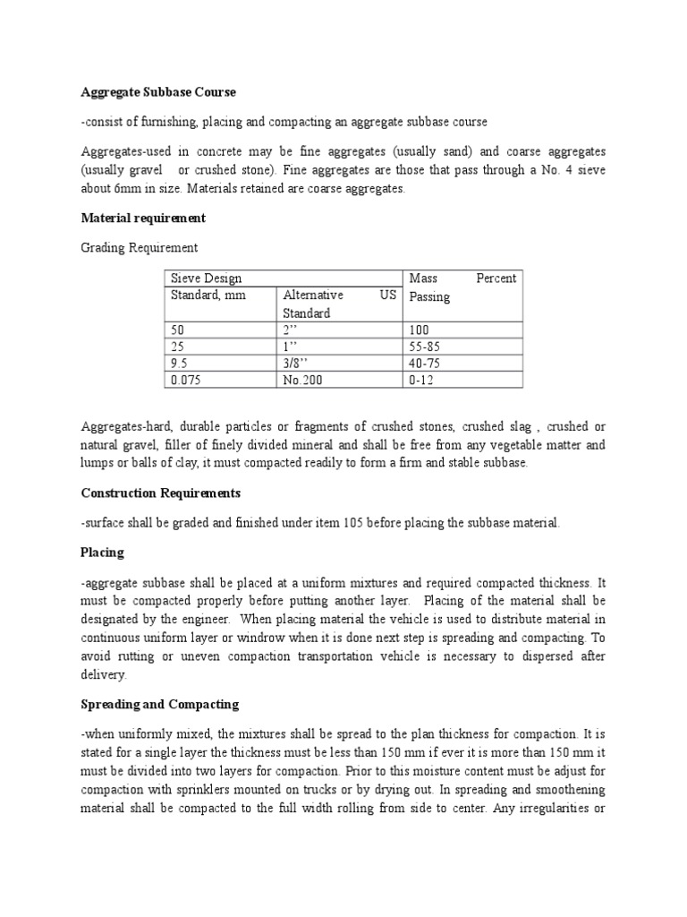 Aggregate Subbase Course | Construction Aggregate | Concrete
