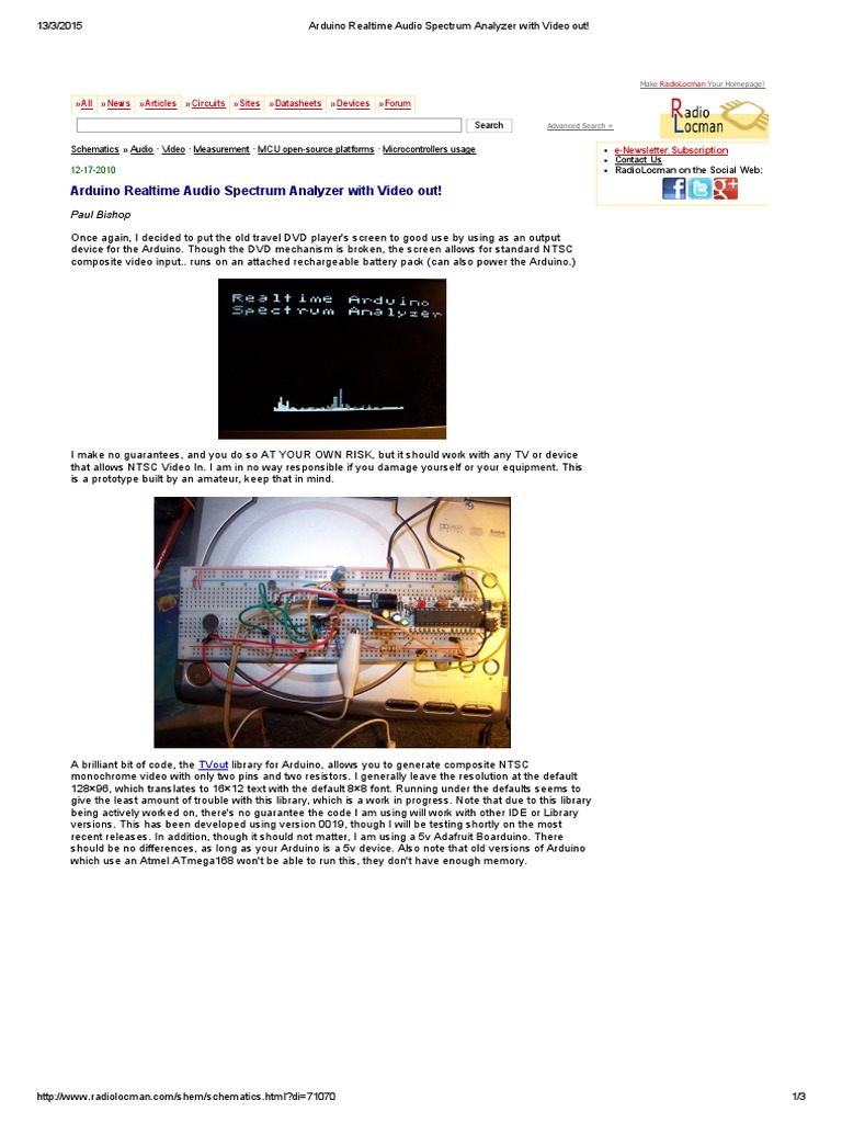 Arduino Realtime Audio Spectrum Analyzer With Video Out! | PDF ...